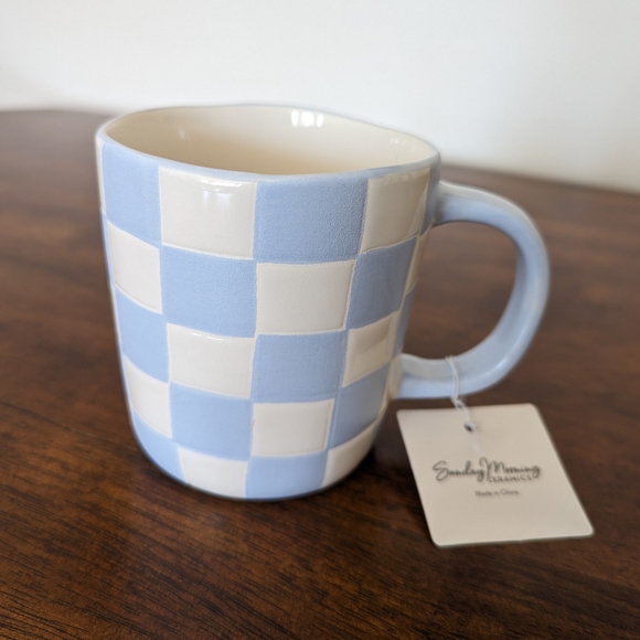 Sunday Morning Ceramics | Dining | Nwt Blue Checkered Mug | Poshmark